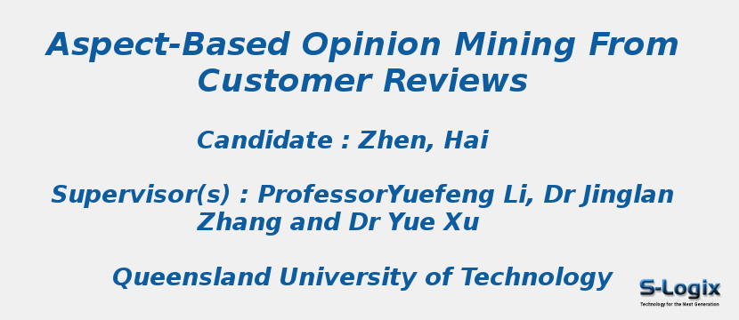 Aspect Based Opinion Mining From Customer Reviews Phd Thesis S Logix