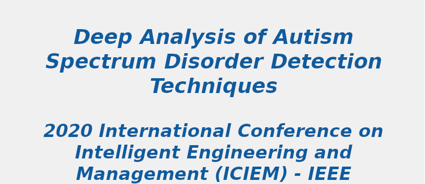 Phd And Master Research Topic Of Autism Spectrum Disorder Detection