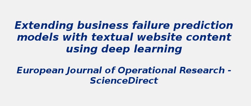 Extending business failure prediction models | S-Logix