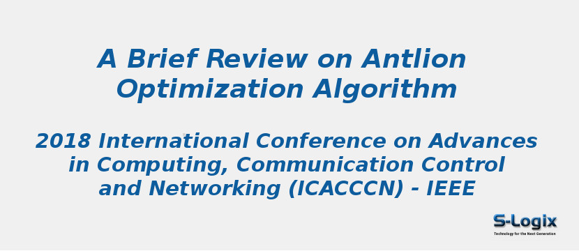 A brief review on antlion optimization algorithm | S-Logix